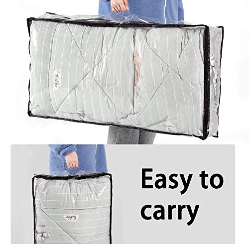 Vieshful 5 Pack Clothes Storage Bags and 3 Pack Clear Underbed Storage Bins, Large Capacity Clothing Containers with Sturdy Zippers and Strong Handles