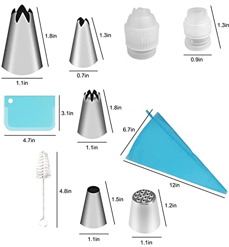 Piping Bag and Tips Set, Cake Piping Set for Baking with Reusable Piping Bags and Tips, Standard Converters, Silicone Rings, Decorating Supplies for Deviled Egg, Cake, Cupcake and Cookie Icing
