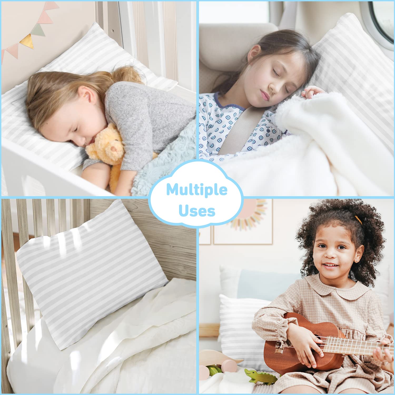 Toddler Pillow,13 x 18 Toddler Pillows for Sleeping,Machine Washable Kids Pillow, Perfect for Travel,Toddlers Cot(Not Included Pillowcase)