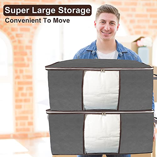 Ragestor ppliessu 90L large clothes storage container closet organizer storage bags for clothes under bed storage bin organizer for closet shelves basement(3pack,grey