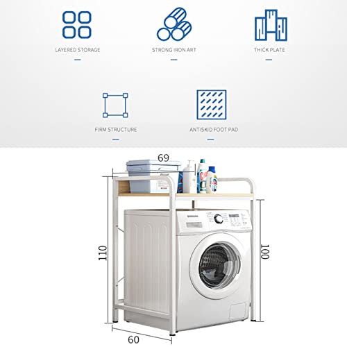 BKGDO Washer Storage Frames Floor Standing for Over Toilet,Anti-Bump Carbon Steel Washinghine Rack,Household Bathroom Storage Rack/White