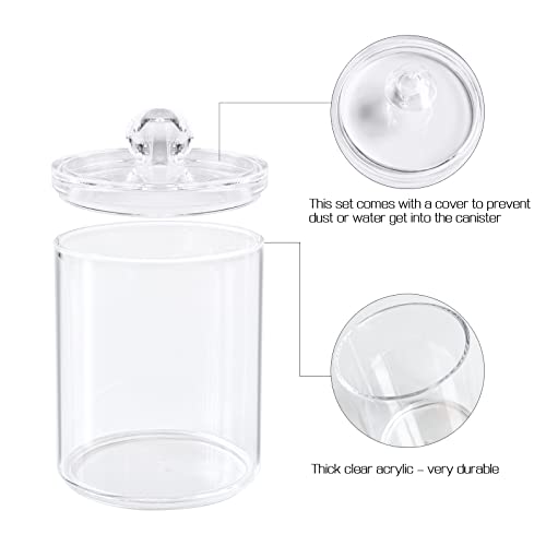 Bathroom Vanity Tray, 2 Pack Acrylic Qtip Holder Dispenser Canister Apothecary Jars with Lid,Bathroom Tray Organizer Storage for Perfume Jewelry Candle Cotton Ball Cotton Swab Cotton Round Pads
