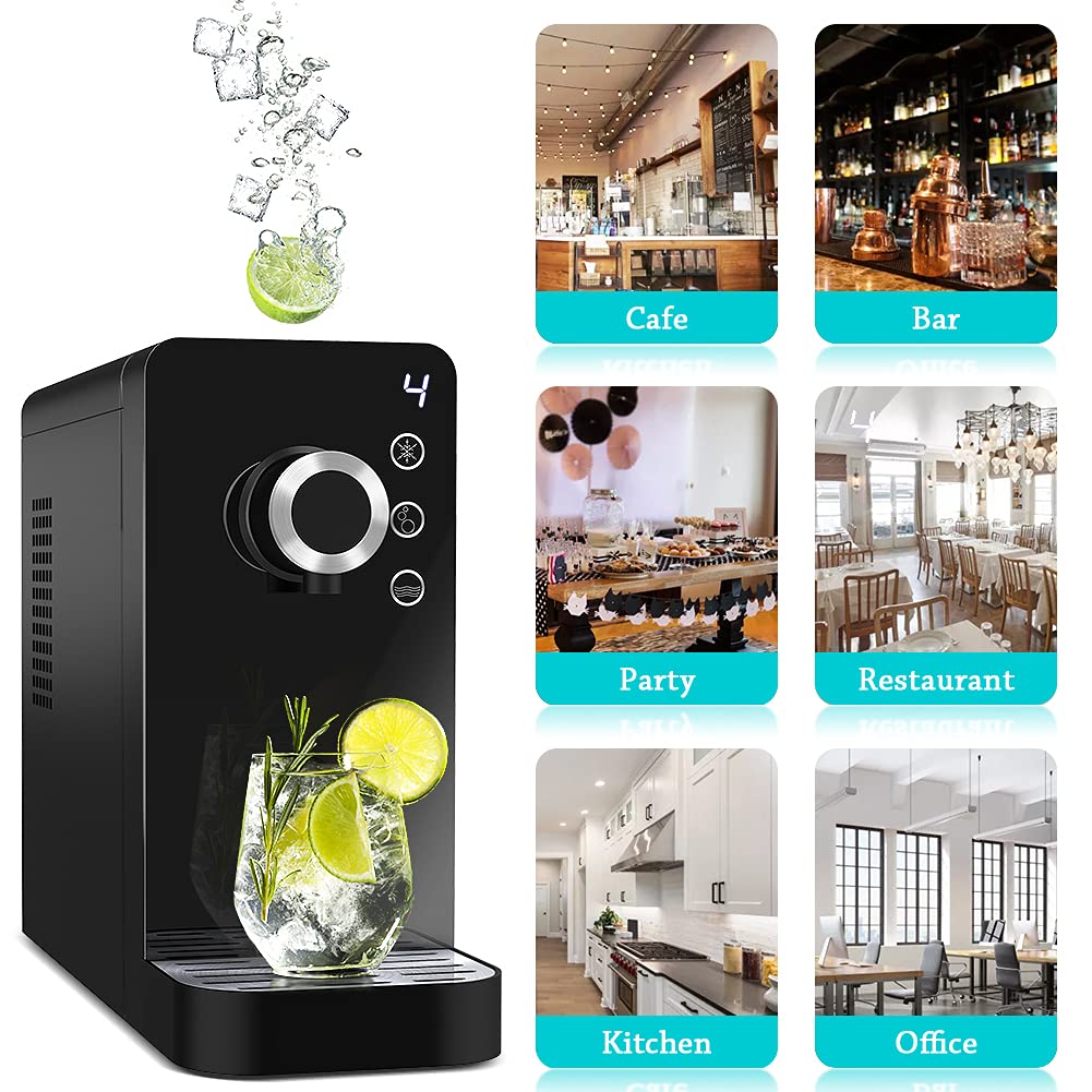 Sparkling Water Maker, Commercial Soda Maker Fizzy Drink Machine Carbonator for Home, Countertop Ice Water Cooler Dispenser and Room Black