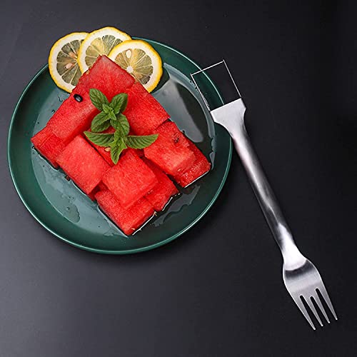 2pcs 2 in 1 Watermelon Slicing Knife, 2023 New Watermelon Slicing Summer Watermelon Fruit Cutting Fork, Double Ended Stainless Steel Fruit Fork Slicing Knife for Party Gathering