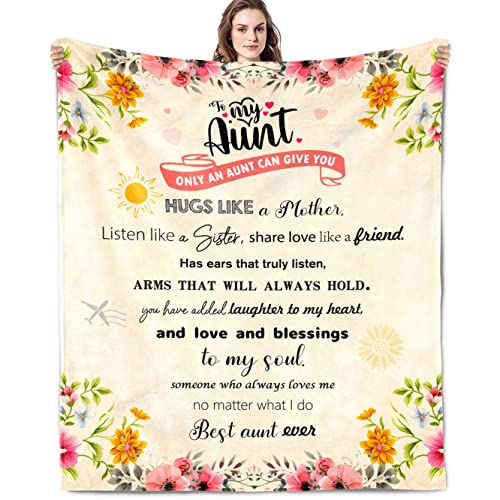 Tsefiwo Mothers Day Aunt Gifts Throw Blanket - Aunt Gifts from Niece - Birthday Gifts for Aunt - Best Aunt Ever Gifts - Gifts for Aunts from Niece - Auntie Gifts 60x50 Inch