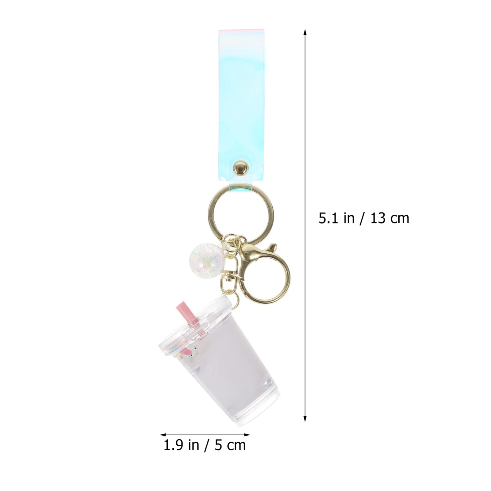 PRETYZOOM Kawaii Liquid Keychain Boba Tea Unicorn Keychain Floating Liquid Quicksand Milk Tea Keychain Lucky Bottle Keychain for Women