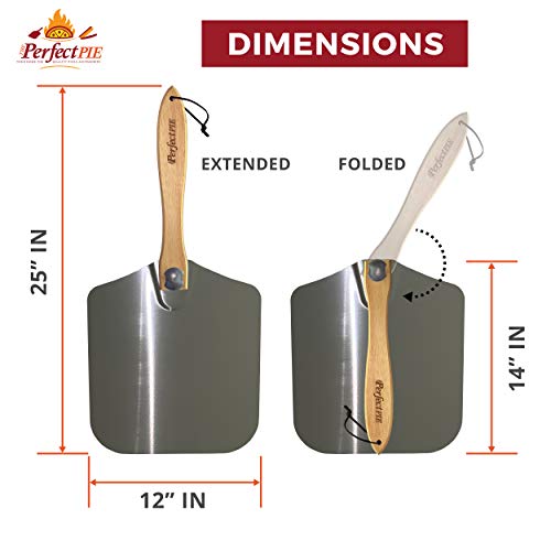 THE PERFECT PIE Premium Pizza Peel 12" x 14" Aluminum Pizza Paddle with Foldable Handle for Storage and 14β Rocker Cutter with Protective Cover. Gourmet Spatula and Cutter Set for Homemade Pizza.