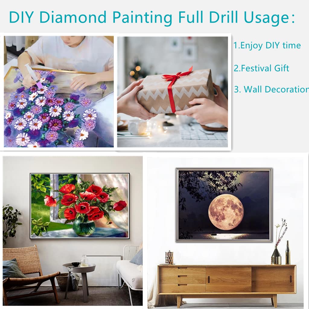 5D Diamond Art Painting Kits Full Drill Round Beads Art Gems Stone Cross Stitch DIY by Number Kits Wall Decoration 12x16 inch Angel Wing