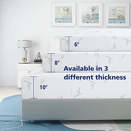 VANCIKI 8 Inch Twin XL Mattress, Cool Gel Memory Foam Mattresses with Bamboo Pattern Cover Breathable Pressure Relieve Bed Mattress in a Box, CertiPUR-US Certified, Made in USA