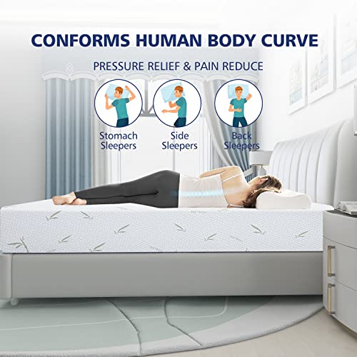 VANCIKI 8 Inch Twin XL Mattress, Cool Gel Memory Foam Mattresses with Bamboo Pattern Cover Breathable Pressure Relieve Bed Mattress in a Box, CertiPUR-US Certified, Made in USA