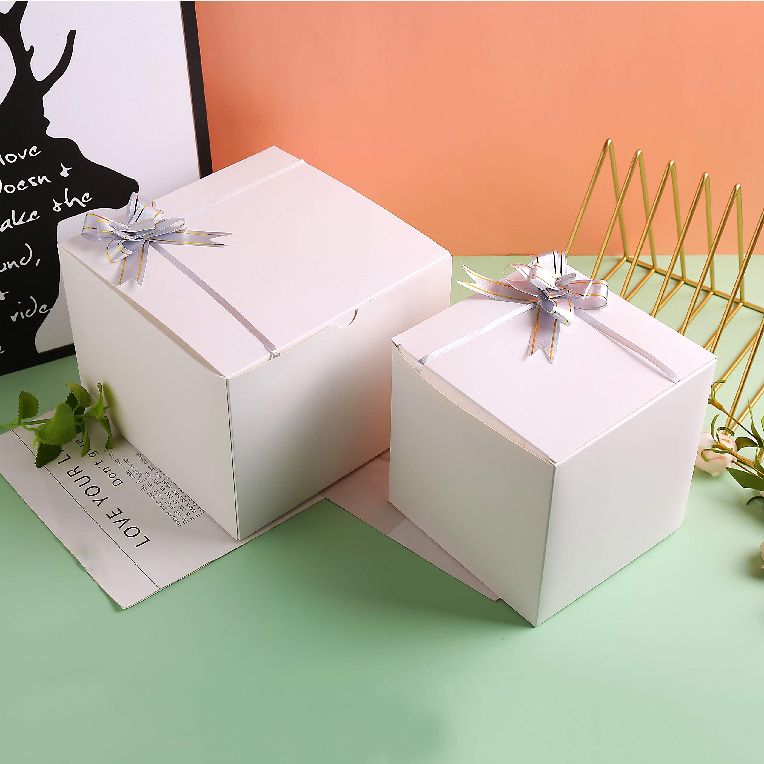 SHIPKEY 10PCS White Gift Boxes with Lids | 5x5x5 Inch Durable Square Gift Boxes | Gift Box for Wedding, Christmas, Holidays, Birthdays and All Other Occasions