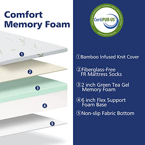 VANCIKI 8 Inch Twin XL Mattress, Cool Gel Memory Foam Mattresses with Bamboo Pattern Cover Breathable Pressure Relieve Bed Mattress in a Box, CertiPUR-US Certified, Made in USA