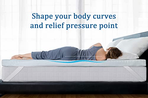 Marine Moon Over 3 Inch Queen Mattress Topper Down Alternative Pillow Top Bed Topper & Queen Cooling Gel Memory Foam Mattress Topper 3 Inch with Cover