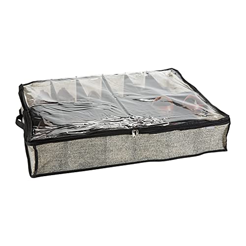 Simplify Black 12 Pair Under The Bed Box/Bag, Shoe, Space-Saving, Storage Solution, Closet Organizer, Made with Breathable Material