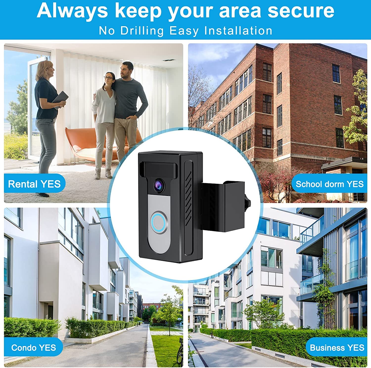 Anti-Theft Video Doorbell Mount Compatible with RlNG / Blink Wireless Video Doorbell, KIMILAR Adjustable Mounting Bracket Accessories for Houses Apartments Office...