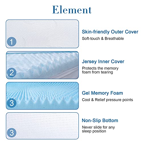 Marine Moon Over 3 Inch Queen Mattress Topper Down Alternative Pillow Top Bed Topper & Queen Cooling Gel Memory Foam Mattress Topper 3 Inch with Cover