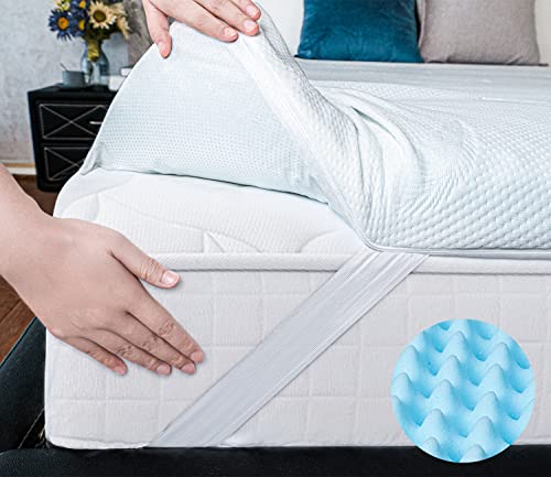 Marine Moon Over 3 Inch Queen Mattress Topper Down Alternative Pillow Top Bed Topper & Queen Cooling Gel Memory Foam Mattress Topper 3 Inch with Cover