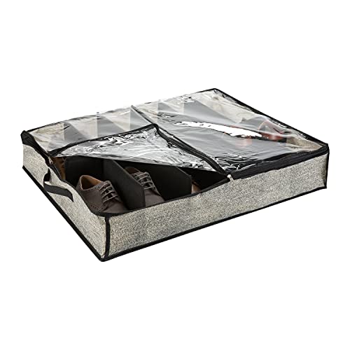 Simplify Black 12 Pair Under The Bed Box/Bag, Shoe, Space-Saving, Storage Solution, Closet Organizer, Made with Breathable Material