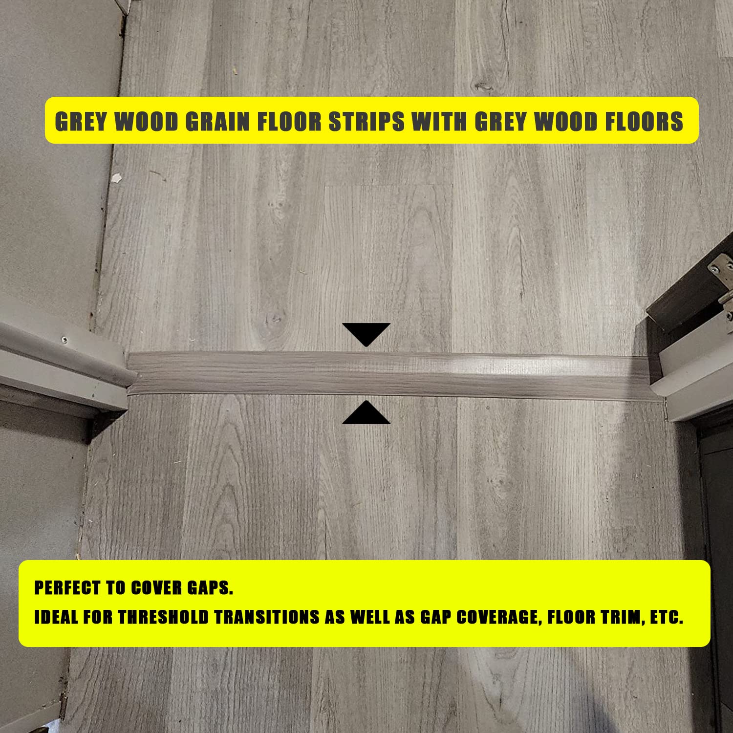 ZEYUE Transition Profile Floor Cover Strips Flooring Transition Strip Vinyl Door Bar Floor Edge Trim Laminate Floor Joining Strip Floor Strip Floor Bar Flat Divider Strip (100×5cm, Grey Wood Grain)