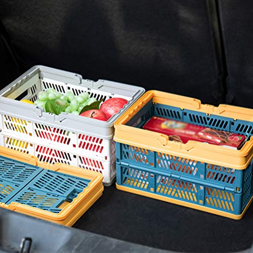 DXBO Collapsible Storage Baskets Grocery Baskets Folding Stackable Storage Containers s with Handles Car Kitchen Sundries Organizer Green (Color : Green)
