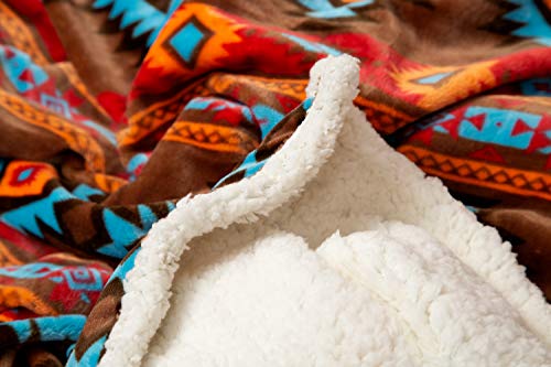 Carstens, Inc Wrangler Southwest Horizon Rustic Sherpa Fleece 54x68 Throw Blanket, Brown