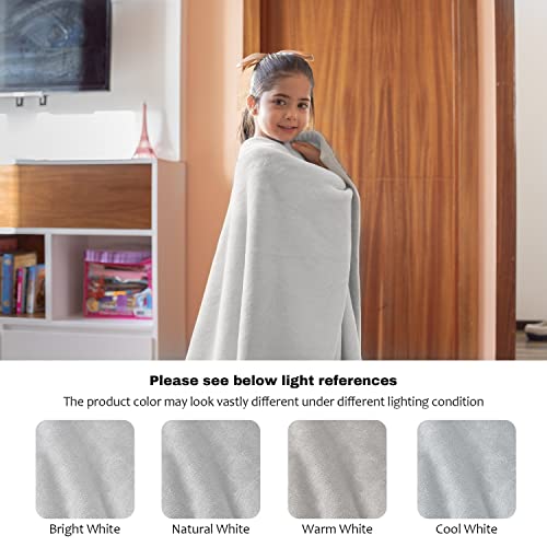 Pindola Grey Fleece Throw Blankets for Couch,Lightly Plush Cozy Textured Flannel Blanket for Sofa, Sofa, Bed, Light Gray,Valentine's Day Easter Gifts 40"x30" for Pets