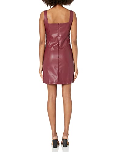 The Drop Women's Hank Vegan Leather Square Neck Mini Dress, Burgundy, XS