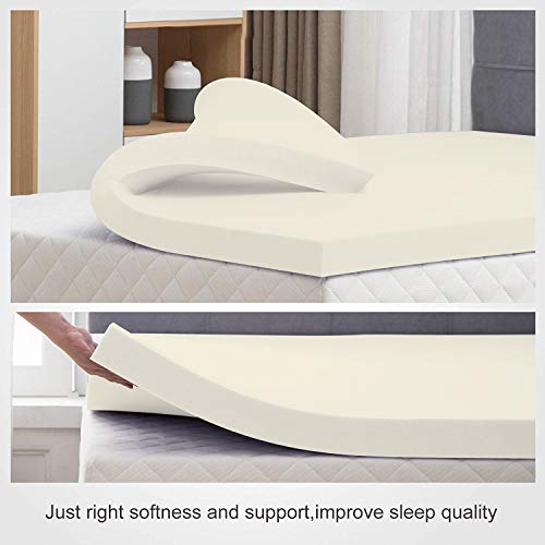 Mattress Solution 2-Inch High Density Foam Topper,Adds Comfort to Mattress, Twin, white