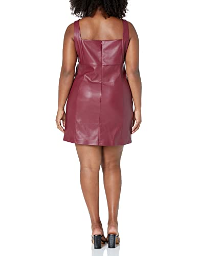 The Drop Women's Hank Vegan Leather Square Neck Mini Dress, Burgundy, XS