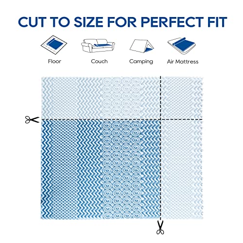 3 Inch 7-Zone Memory Foam Mattress Topper Full, Cooling Gel-Infused Swirl Egg Crate Memory Foam, Standard 100 by Oeko-TEX Certified, Blue