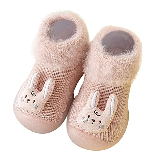 0-3 Years Babies Boys Girls Thermal Socks Boots Cute Cartoon Animals Thickened Antislip Shoes Prewalker Sneaker (Pink, 2-3 Years)