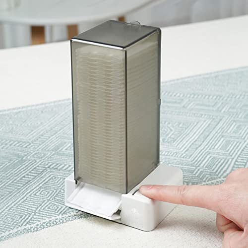 Walbest Automatic Cotton Pad Dispenser Auto Rectangular Cosmetic Cotton Pad Organizer Press Out Cotton Square Holder Vanity Makeup Box White