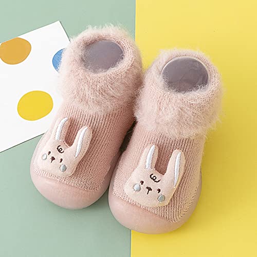 0-3 Years Babies Boys Girls Thermal Socks Boots Cute Cartoon Animals Thickened Antislip Shoes Prewalker Sneaker (Pink, 2-3 Years)