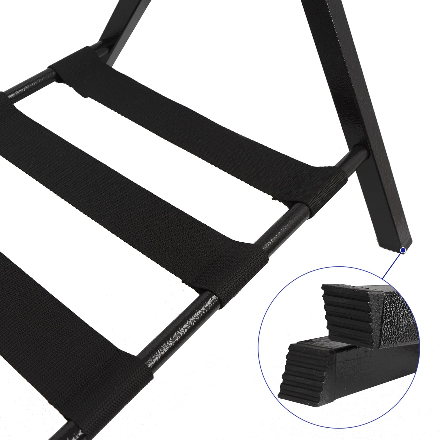 Black Luggage Rack with Shelf Foldable Suitcase Rack Metal Folding Luggage Stand Suitcase Holder for Bedroom Hotel Guest Room, Black (1 Pack)