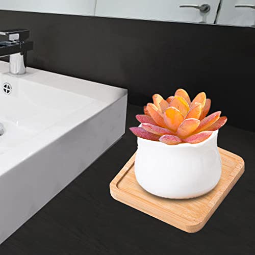Leefasy 2Pieces Wooden Vanity Tray, Soap Dispenser Tray Pedestal Stand Countertop Organizer Holder Soap Holder Bathroom Tray, for Kitchen Sink Bathroom Home, Round and Square