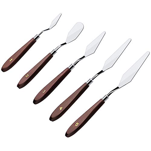 Cake Cream Spatula 5 Pieces/Set Stainless Steel Frosting Spatula Baking Pastry Tool Mixing Scraper Set Cake Icing Oil Painting Decorating Scraper Cream Toner Tool