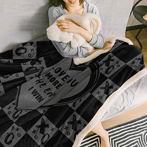 Sherpa Fleece Blanket Ultra Soft Throw Blanket - Valentine's Day I Love You More The END I Win Dark Grey - Fuzzy, Cozy, Shaggy, Warm - Reversible Microfiber Blanket for Bed Sofa Couch, 59 x 79 Inche
