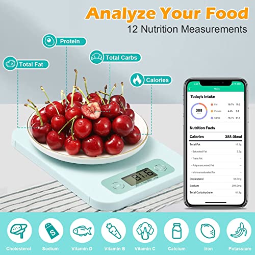 Smart Food Scale - Kitchen Scales Digital Weight Grams and Ounces with Nutritional Analysis APP, Food Calorie Scale for Weight Loss, Keto, Macro, Meal Prep
