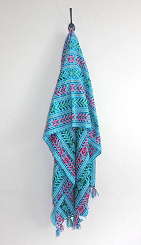 Del Mex Mexican Rebozo Shawl Blanket Doula (X-Large (9 ft x 5 ft), Turquoise)
