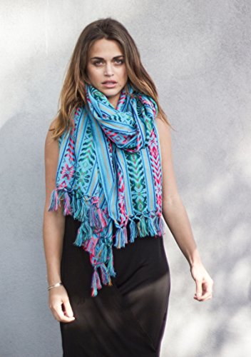 Del Mex Mexican Rebozo Shawl Blanket Doula (X-Large (9 ft x 5 ft), Turquoise)