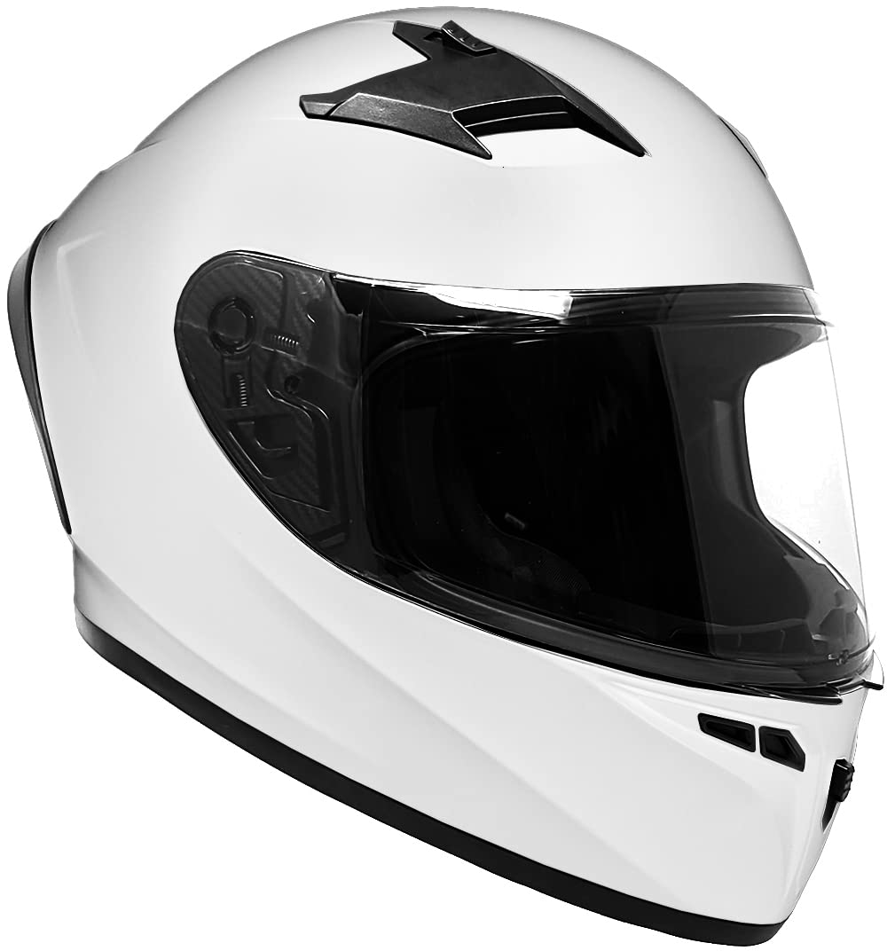 GDM Venom Motorcycle Helmet Full Face (Gloss White - Gold & Clear Shields, Medium)
