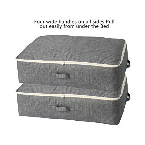 Quilt Storage Bag with 2 Way Zipper Bed Organizer Bag Under Bed Storage Bag Store Quilt Tops Clothes and Protect Fabrics for Closets, Bedrooms Grey