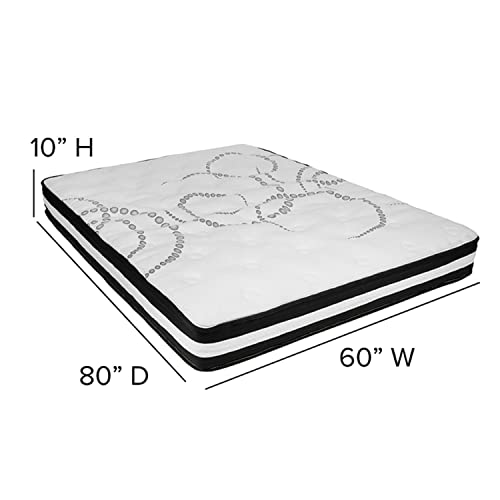Flash Furniture Capri Comfortable Sleep Queen 10 Inch CertiPUR-US Certified Foam Pocket Spring Mattress & 2 inch Gel Memory Foam Topper Bundle