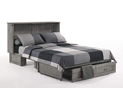 IQ FURNITURE Alpine Queen Cabinet Bed & Mattress- Rustic Grey (MUR-ALP-QEN-RG)