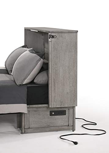 IQ FURNITURE Alpine Queen Cabinet Bed & Mattress- Rustic Grey (MUR-ALP-QEN-RG)