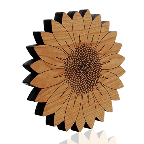 Sunflower Trivet - Hand Crafted in The USA From Solid Cherry Hardwood