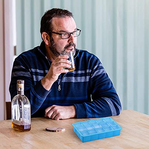 2 Pack Ice Cube Trays, ZDPMK Silicone Ice Cube Trays Molds,Easy Release Flexible Ice Cube Molds 15 Ice Cubes Tray for Freezer,Cocktail,Whiskey,Reusable & BPA Free