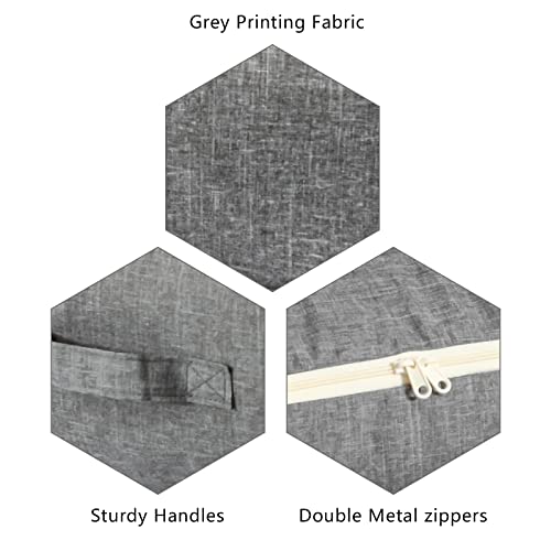 Quilt Storage Bag with 2 Way Zipper Bed Organizer Bag Under Bed Storage Bag Store Quilt Tops Clothes and Protect Fabrics for Closets, Bedrooms Grey