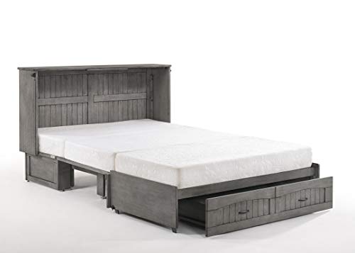 IQ FURNITURE Alpine Queen Cabinet Bed & Mattress- Rustic Grey (MUR-ALP-QEN-RG)