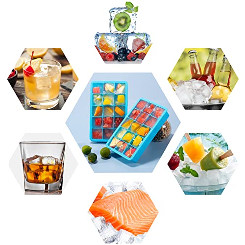 2 Pack Ice Cube Trays, ZDPMK Silicone Ice Cube Trays Molds,Easy Release Flexible Ice Cube Molds 15 Ice Cubes Tray for Freezer,Cocktail,Whiskey,Reusable & BPA Free